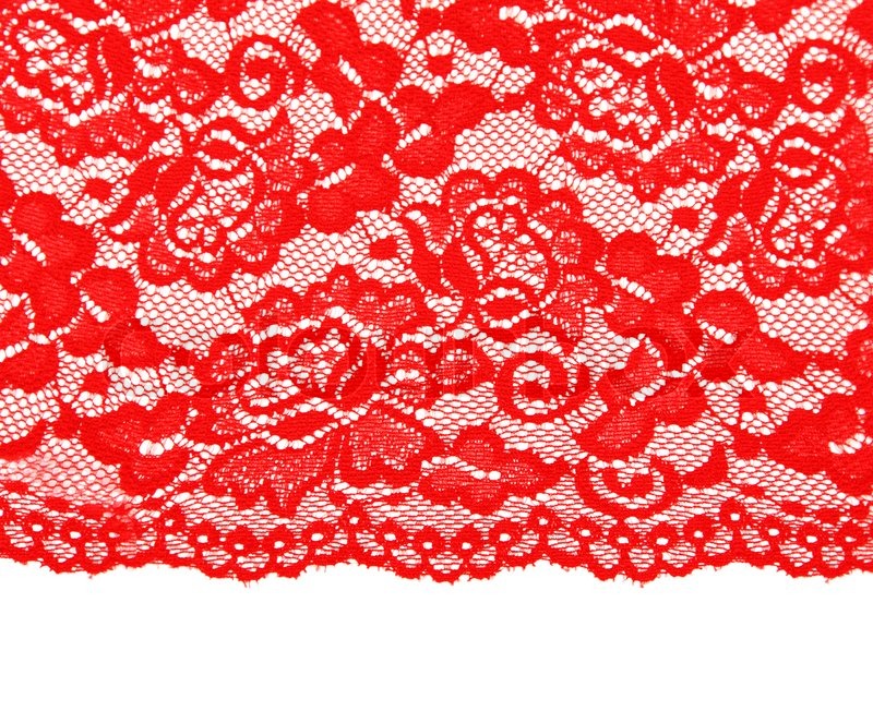 Red lace with pattern with form flower on white background | Stock ...