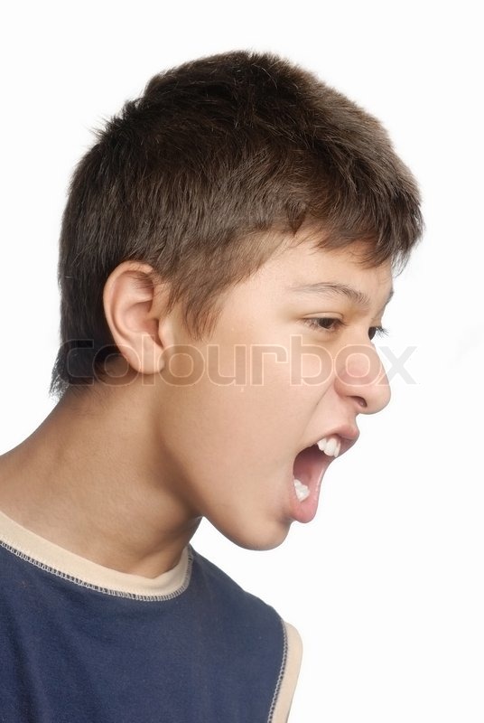 Photo of the crying boy on a white ... | Stock image | Colourbox