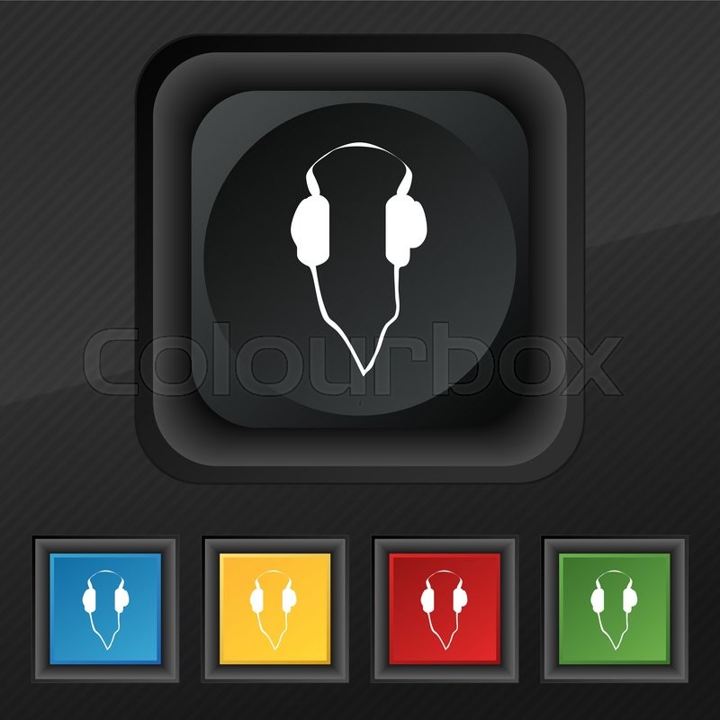 Headphones icon symbol. Set of five ... | Stock vector | Colourbox