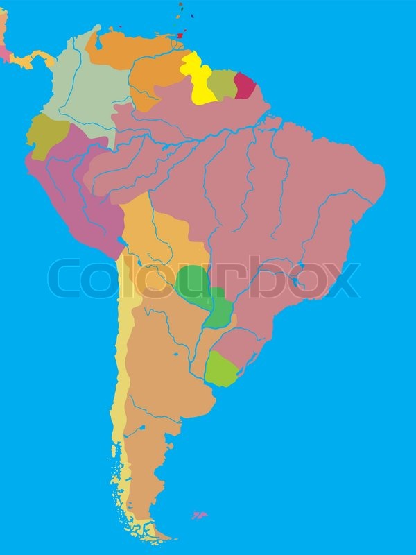Color political map of South America ... | Stock vector | Colourbox