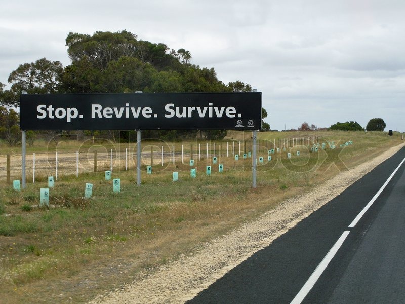 Stop revive survive sign on a road in ... | Stock image | Colourbox