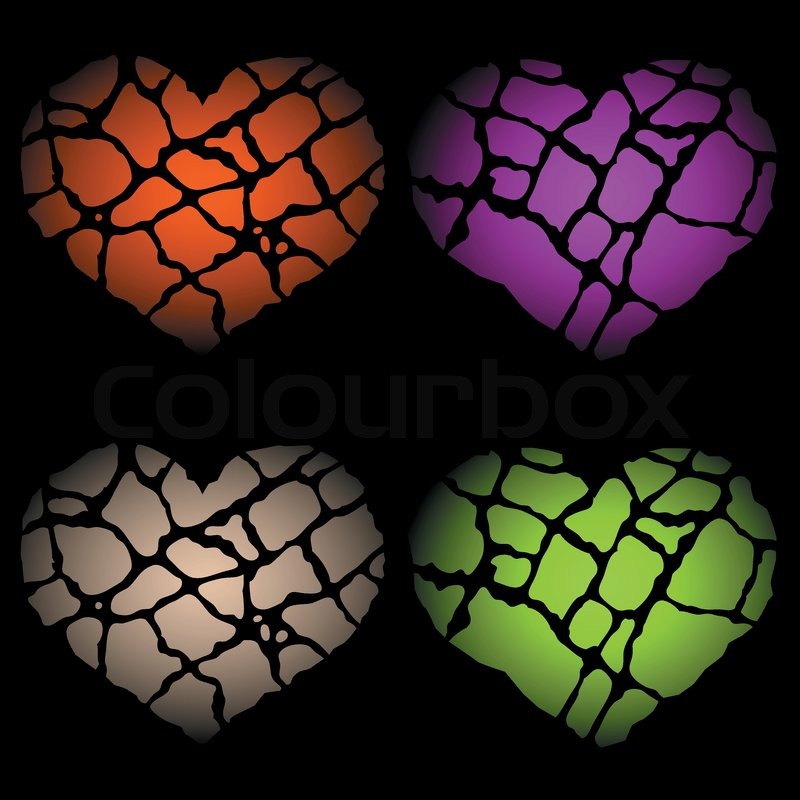 Color broken hearts isolated on black ... | Stock vector | Colourbox