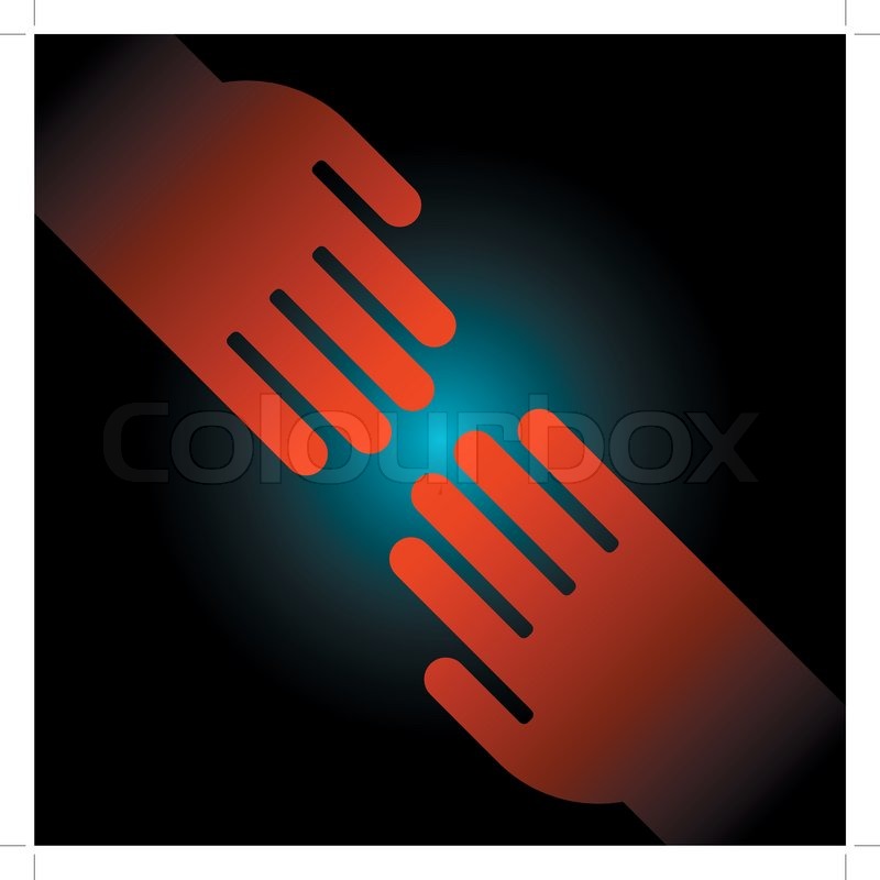 Red helping stretching hands on black ... | Stock vector | Colourbox