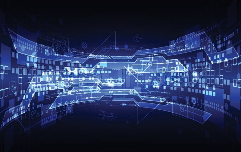 Abstract blue digital communication ... | Stock vector | Colourbox