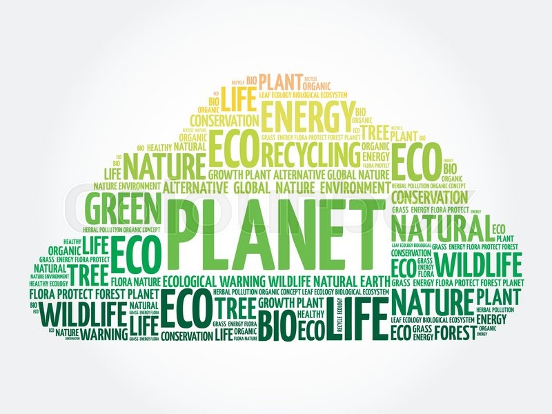 Planet word cloud, conceptual green ... | Stock vector | Colourbox