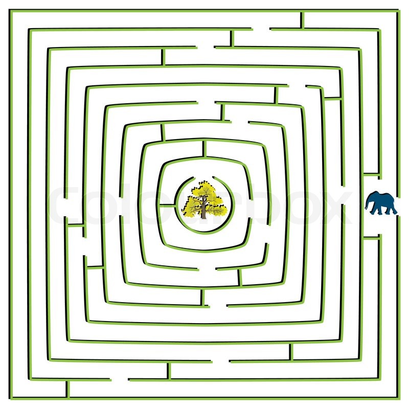 Round Square Labyrinth mit Elefant und ... | Stock-Vektor | Colourbox