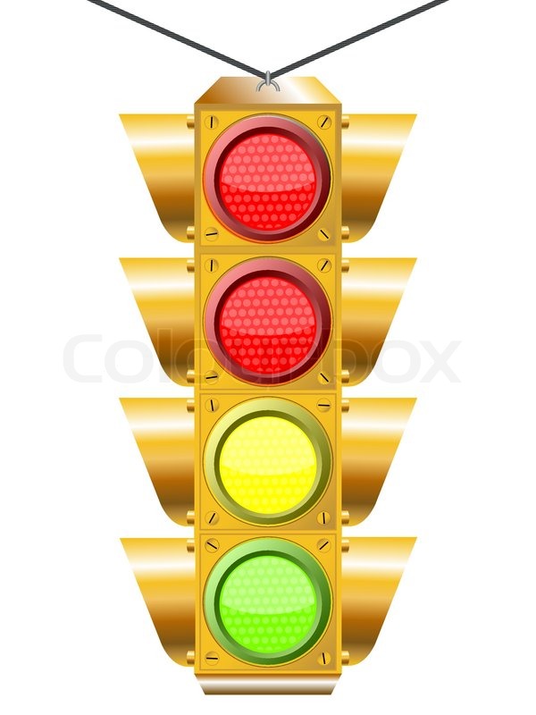 Traffic light with four lights against ... | Stock vector | Colourbox