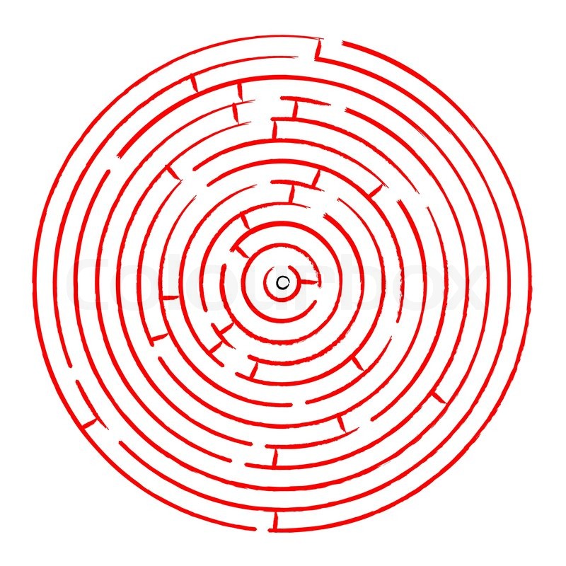 Round red maze against white ... | Stock vector | Colourbox