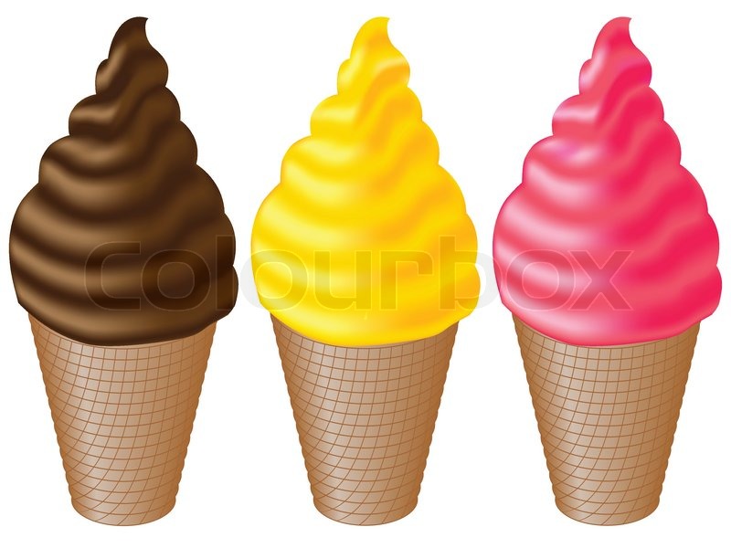 set of eight ice-cream with different colors | Stock vector | Colourbox