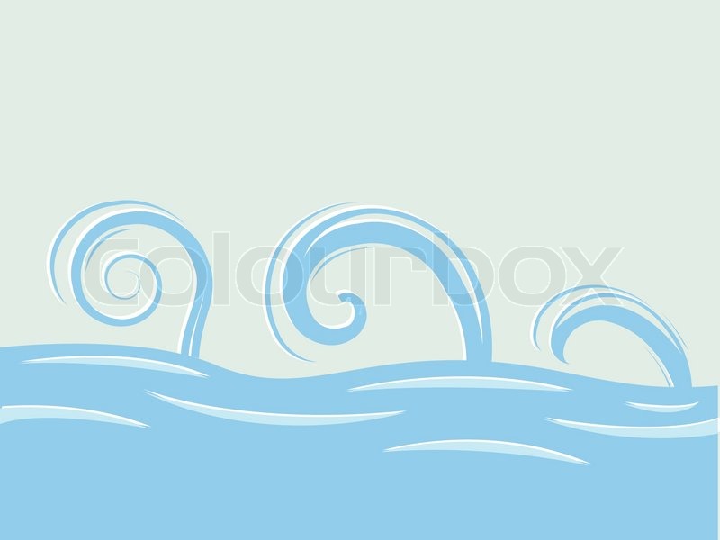Waves over sea abstract drawing, ... | Stock vector | Colourbox