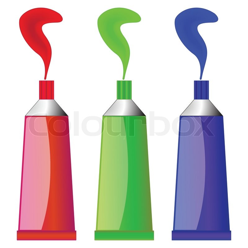 Color tubes against white background, ... | Stock Vector | Colourbox