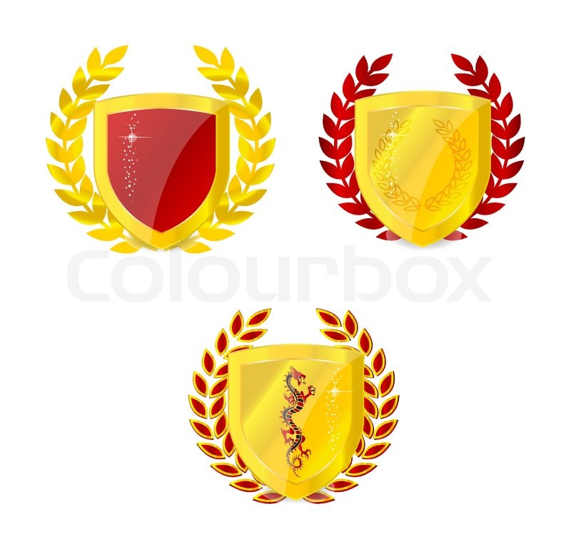 Glossy gold classic emblem set vector ... | Stock vector | Colourbox
