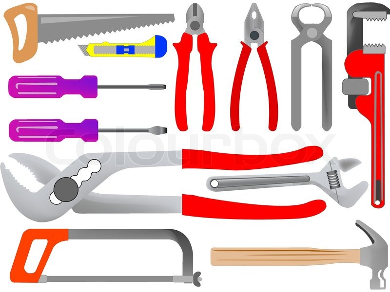 Hand tools isolated on white ... | Stock vector | Colourbox