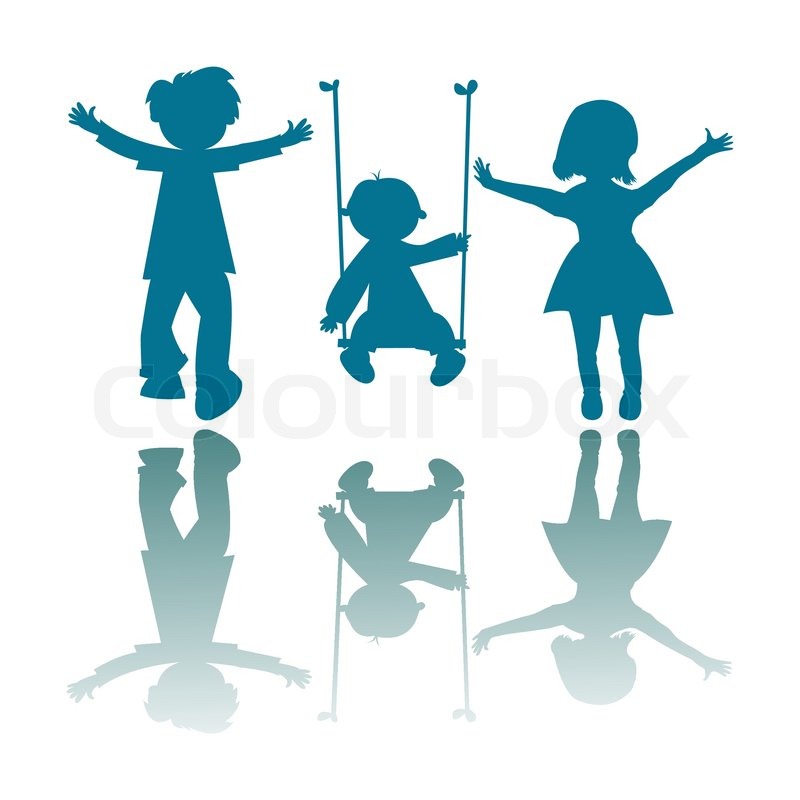 Happy little children blue ... | Stock vector | Colourbox