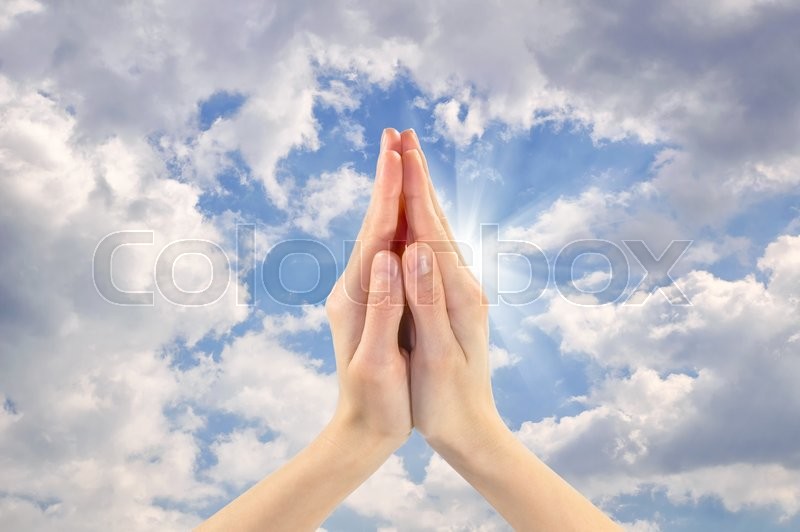 Gesture two praying hands together ... | Stock image | Colourbox