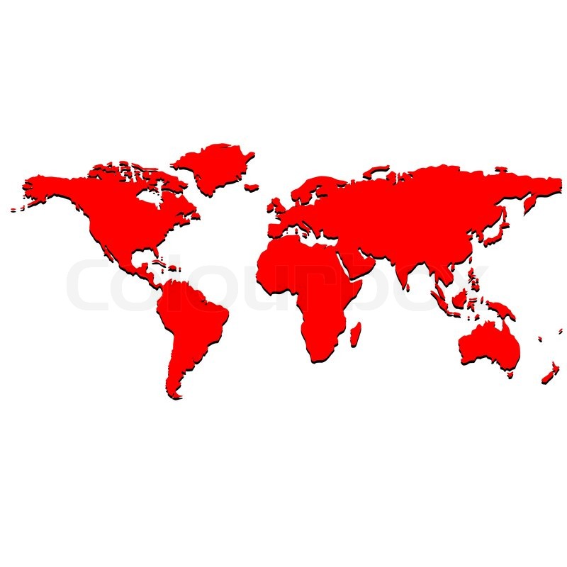 Red world map against white background, vector art illustration | Stock ...