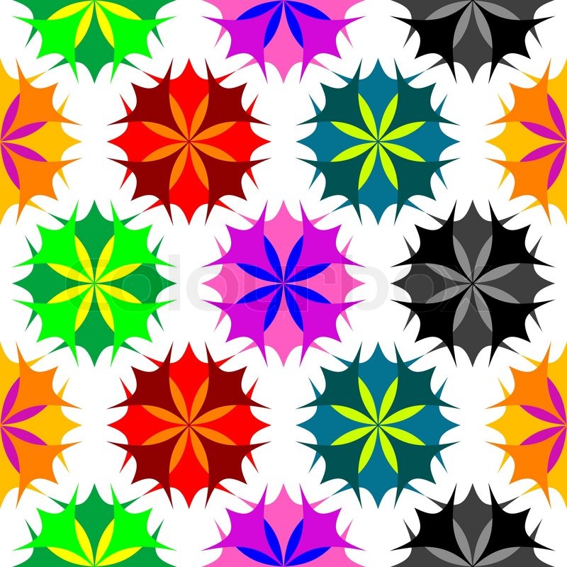 Colored flowers seamless pattern, ... | Stock vector | Colourbox