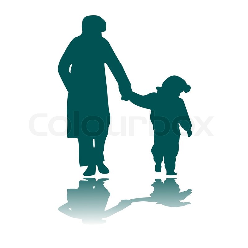 Frau und Kind Silhouetten, ... | Stock-Vektor | Colourbox