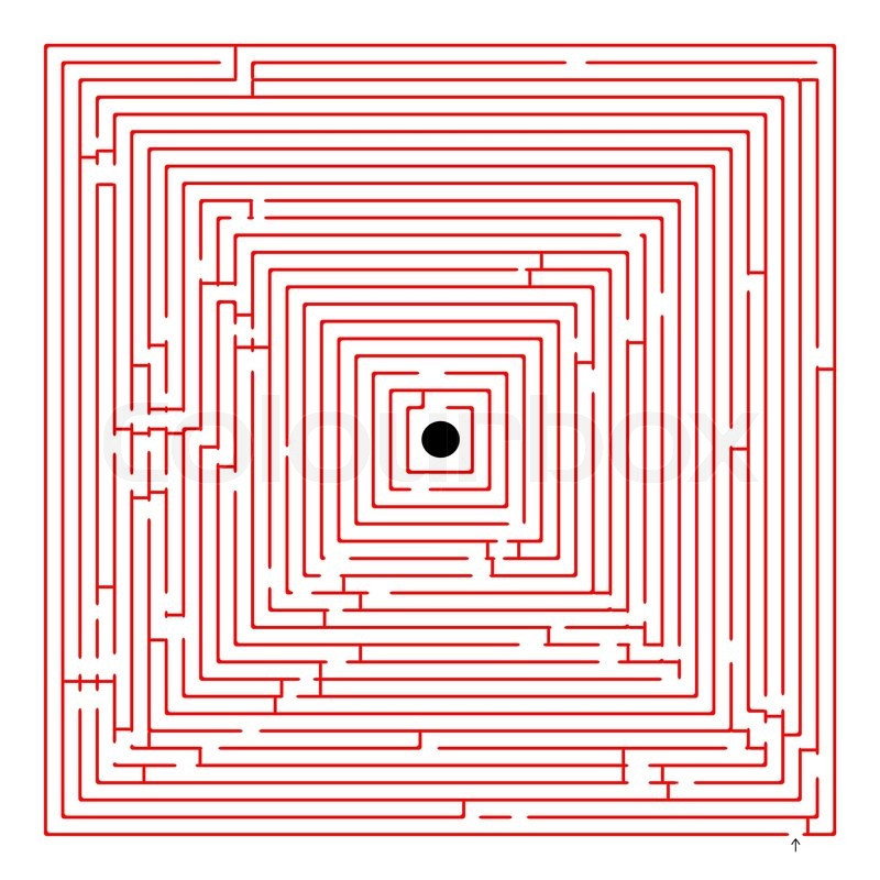 Square red maze, abstract vector art ... | Stock vector | Colourbox