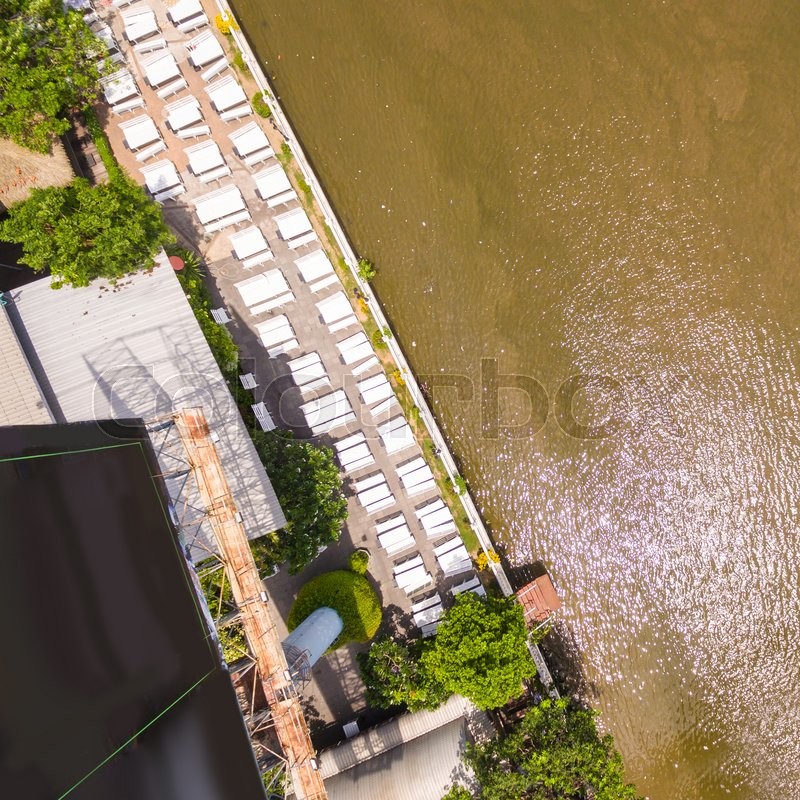 Aerial view Restaurant with wooden ... | Stock image | Colourbox
