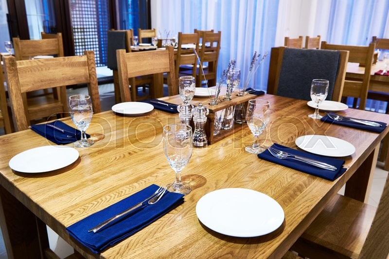 Serving dinner table in a restaurant | Stock image | Colourbox