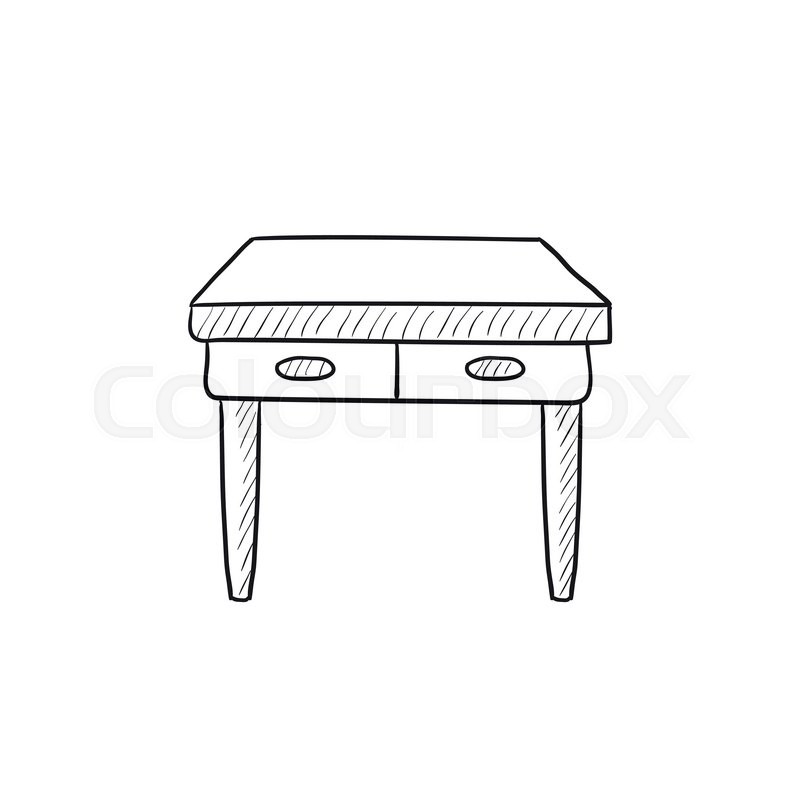 Table with drawers vector sketch icon ... | Stock Vector | Colourbox
