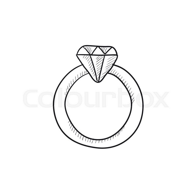 Detailed Diamond Ring Drawing