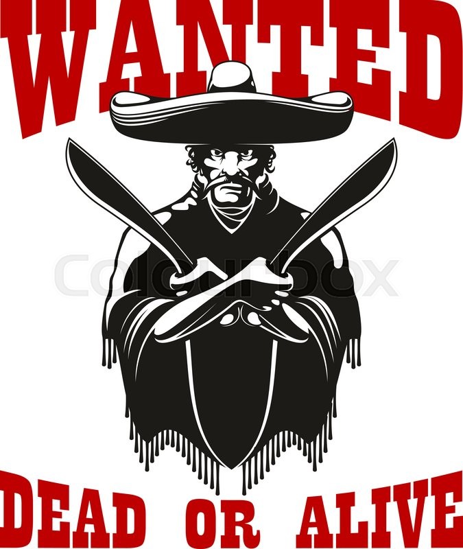 Mexican bandit symbol wearing poncho ... | Stock vector | Colourbox