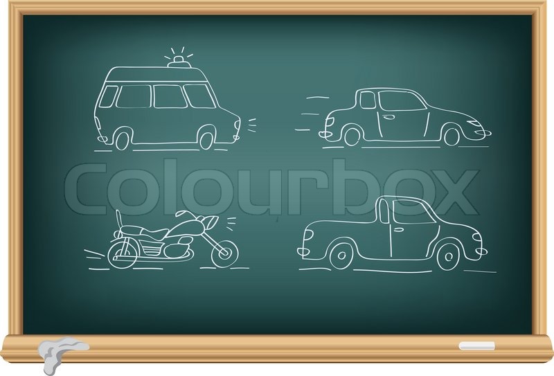 Drawing cars by a chalk on the ... | Stock vector | Colourbox