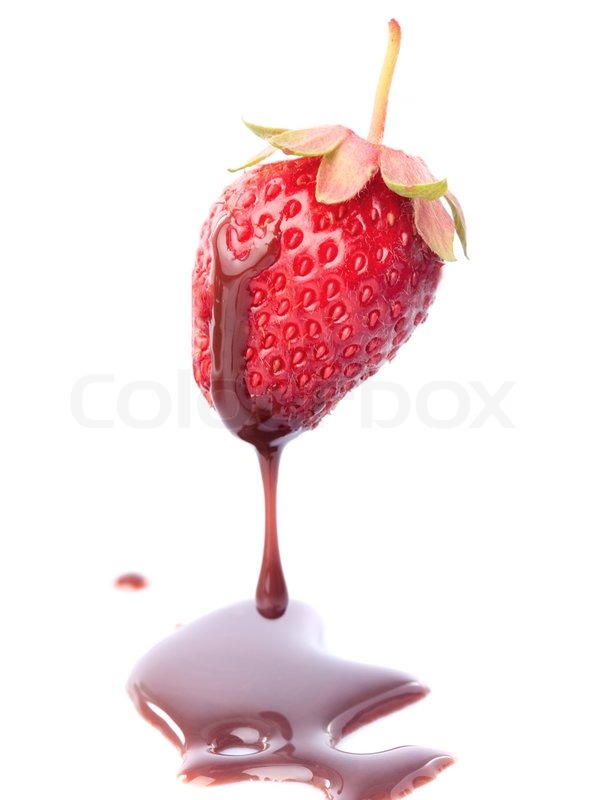Strawberry with melting chocolate ... | Stock image | Colourbox
