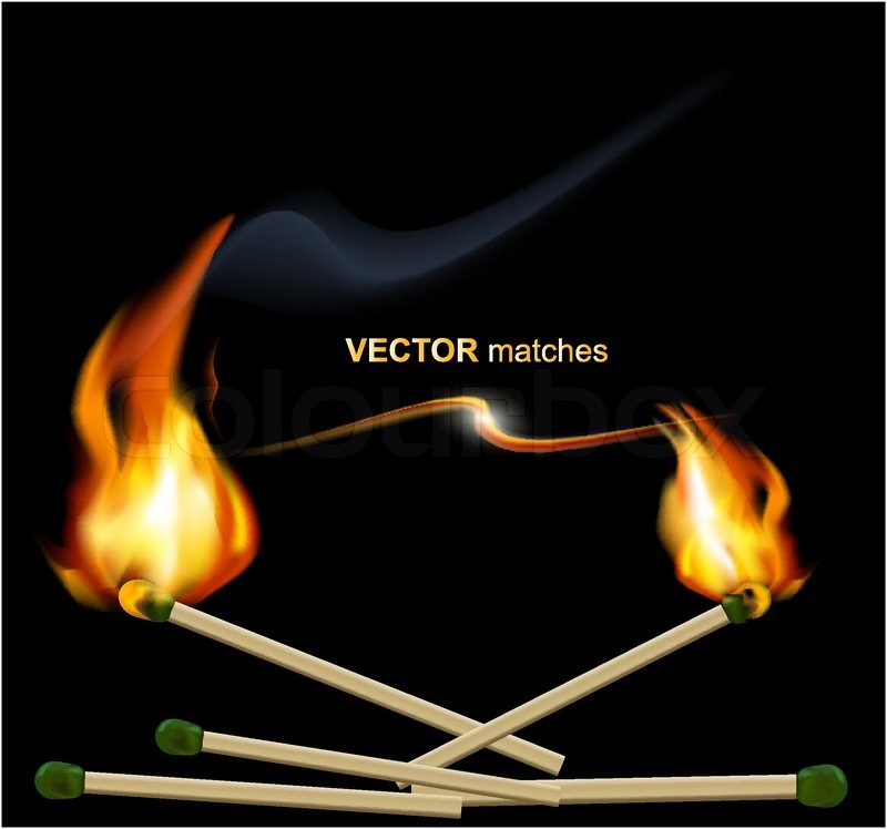 Vector lighted match on a black ... | Stock vector | Colourbox