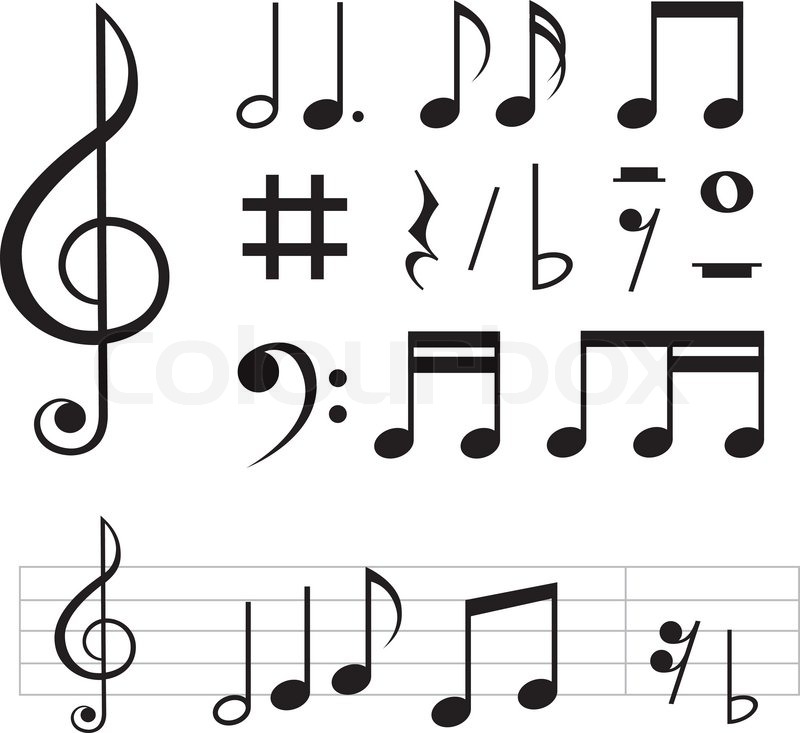 Set of basic black notes and signs ... | Stock vector | Colourbox
