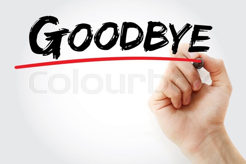Hand writing Goodbye with marker, ... | Stock image | Colourbox
