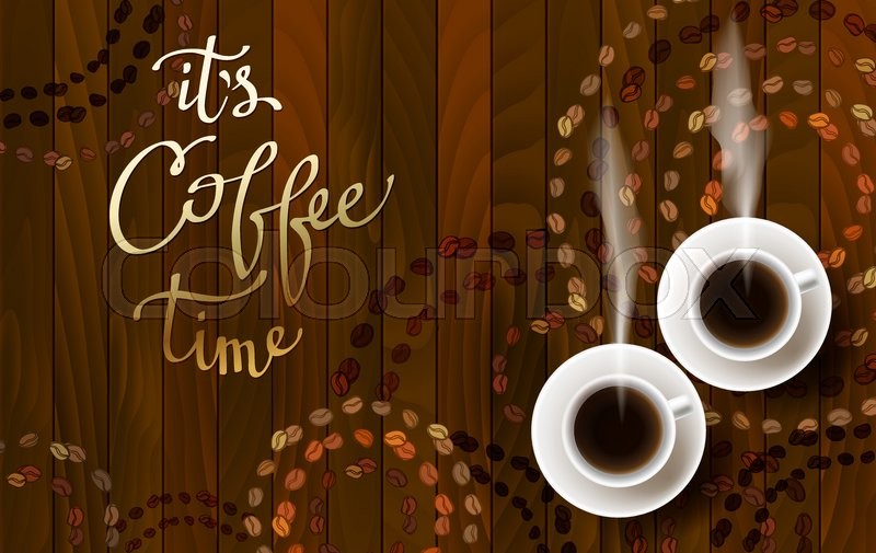 Horizontal coffee design with two cups ... | Stock vector | Colourbox