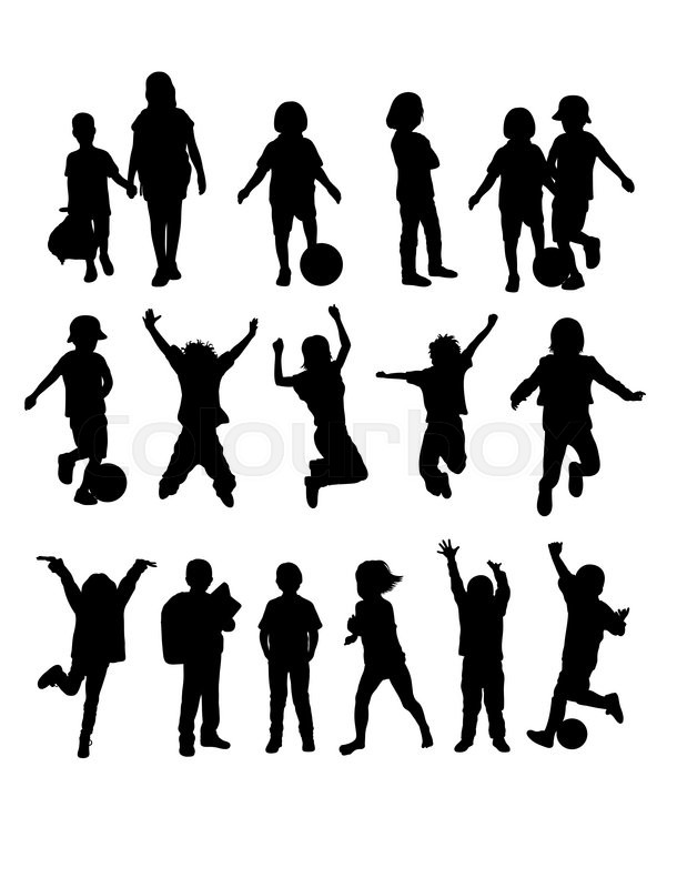 Children Silhouettes, art vector ... | Stock vector | Colourbox