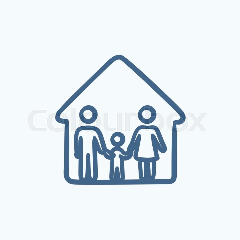Family house vector sketch icon ... | Stock Vector | Colourbox