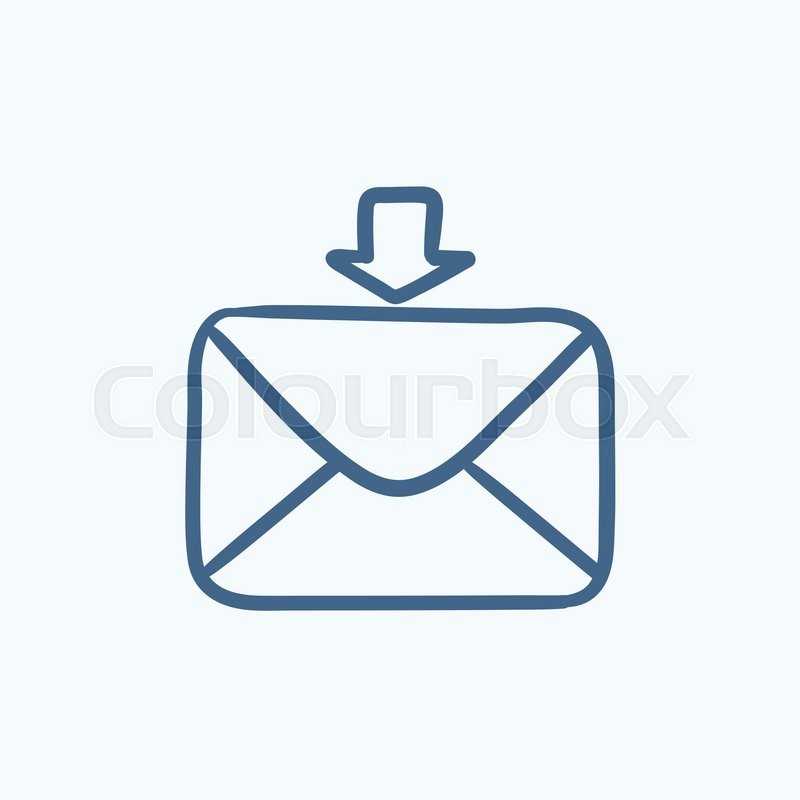 Incoming email vector sketch icon isolated on background. Hand drawn ...