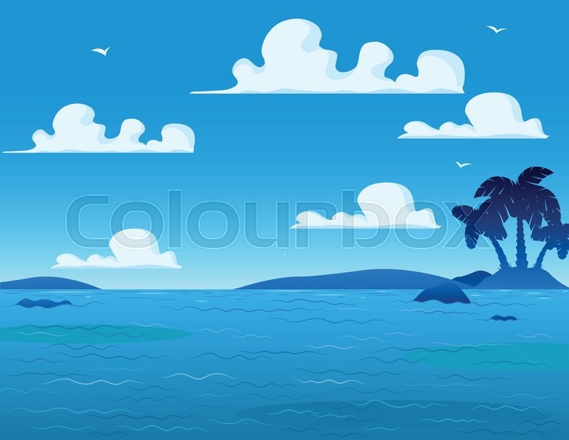 Sea Landscape illustration with place ... | Stock vector | Colourbox