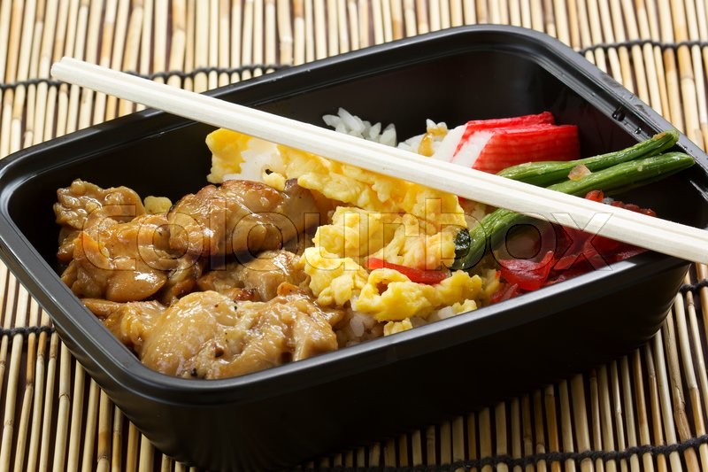 Chicken Toriyaki rice in plastic box ... | Stock image | Colourbox