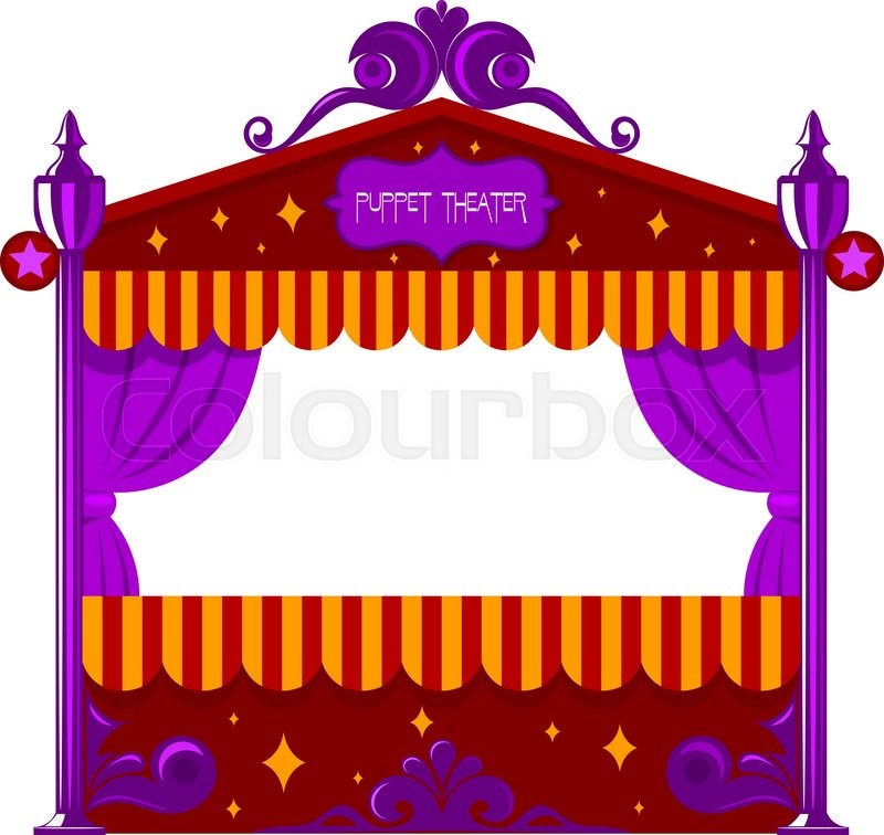 Purple children's a puppet theater on ... | Stock vector | Colourbox