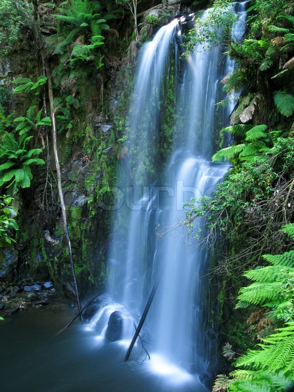 Medium sized water fall in a rain ... | Stock image | Colourbox