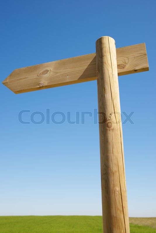 View of a directional wood signal. | Stock image | Colourbox