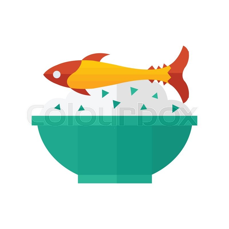 Rice with yellow fish Vector | Stock vector | Colourbox