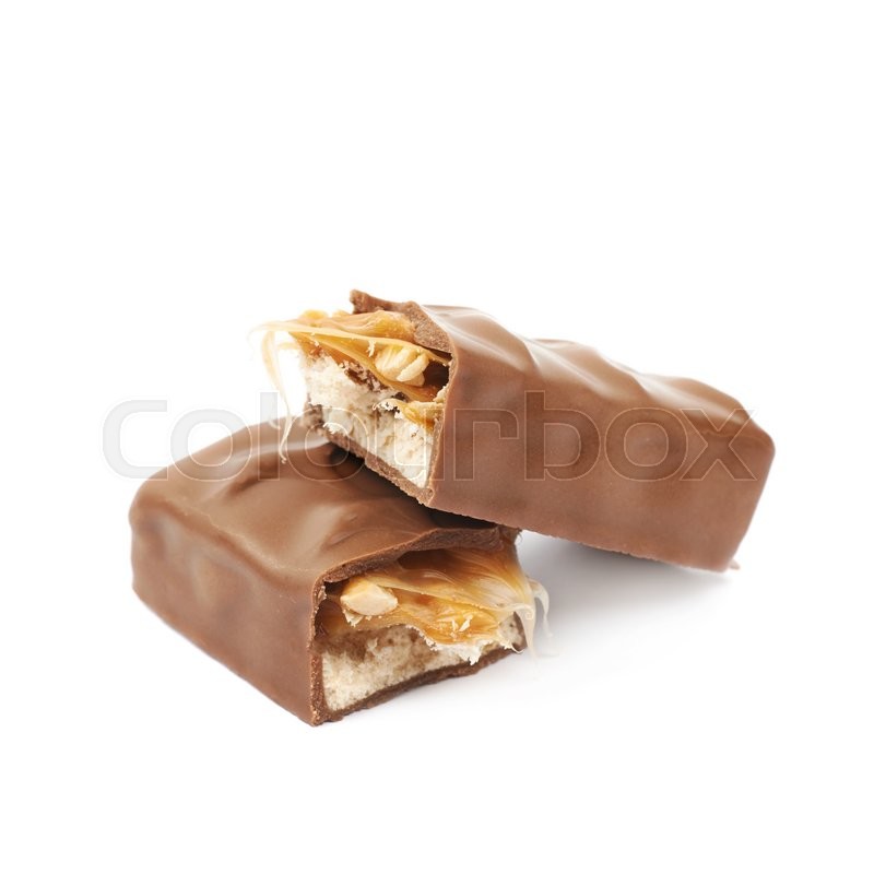 Caramel chocolate bar isolated over the ... | Stock Photo | Colourbox