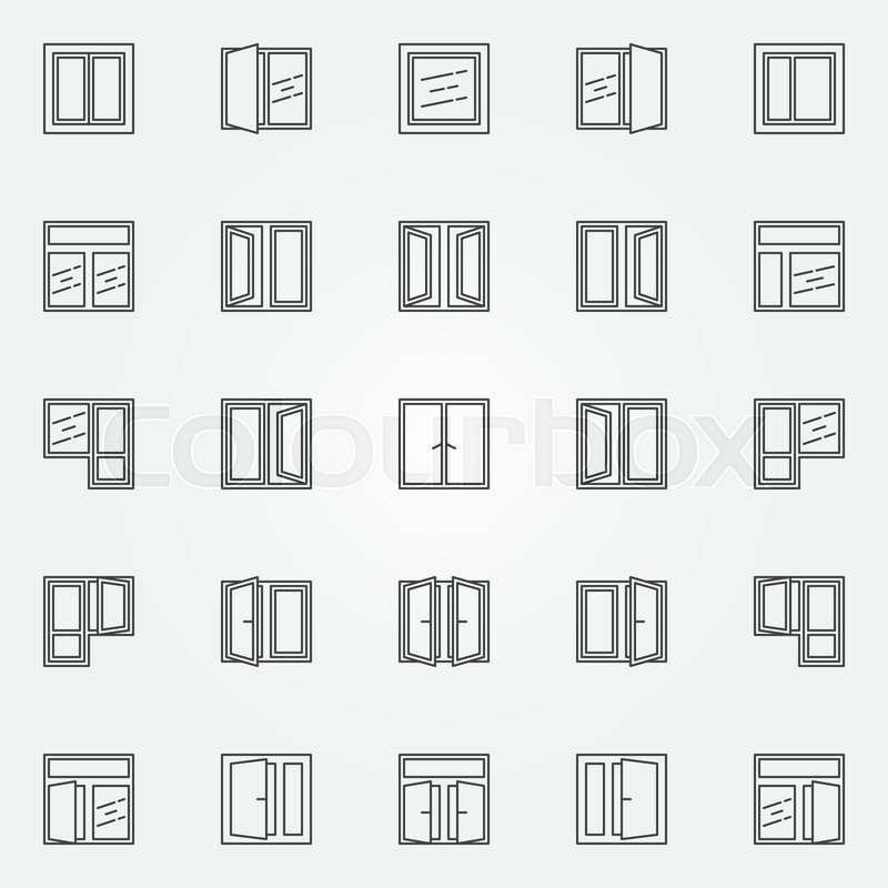 Window icons set. Vector collection of ... | Stock vector | Colourbox