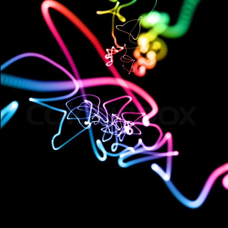 Abstract multicolored neon lines in ... | Stock image | Colourbox