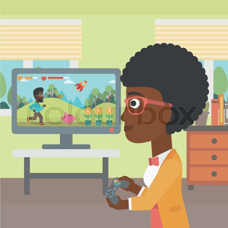 An african-american woman playing ... | Stock vector | Colourbox