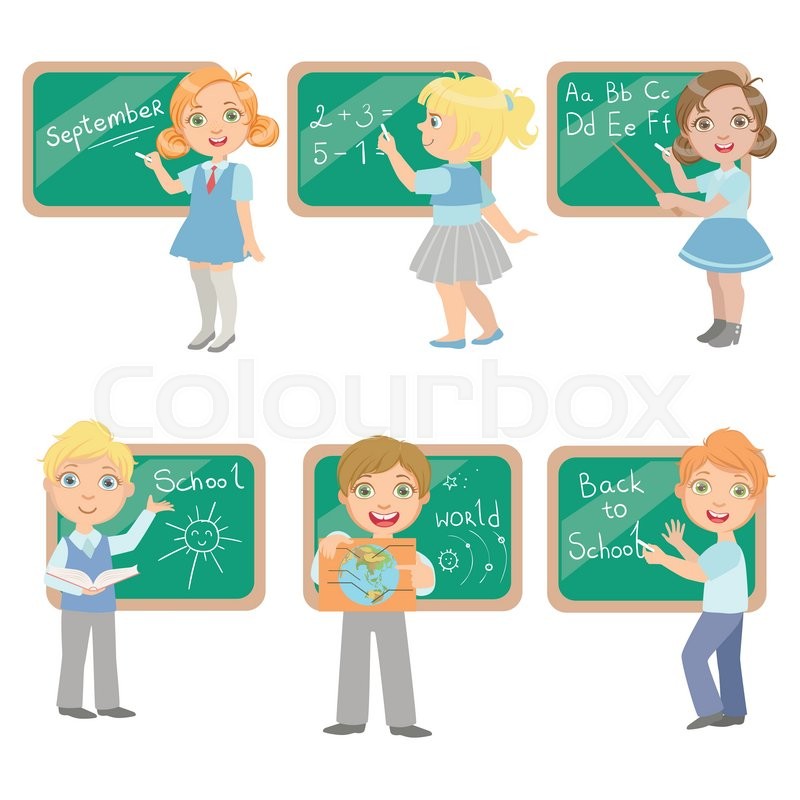 2 Kids Writing Clip Art