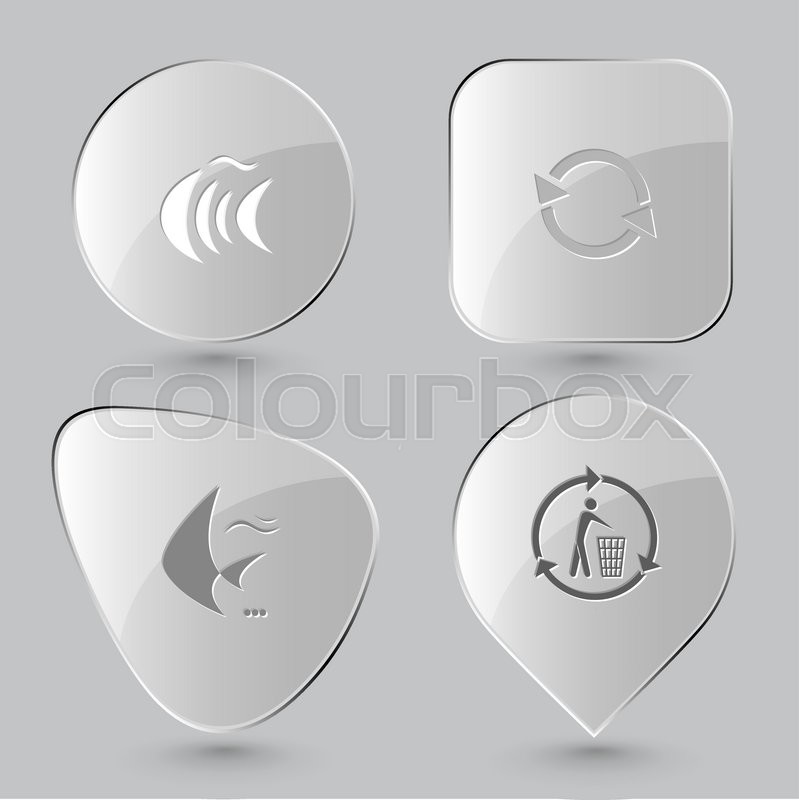 Fish, recycle symbol, recycling bin. ... | Stock vector | Colourbox