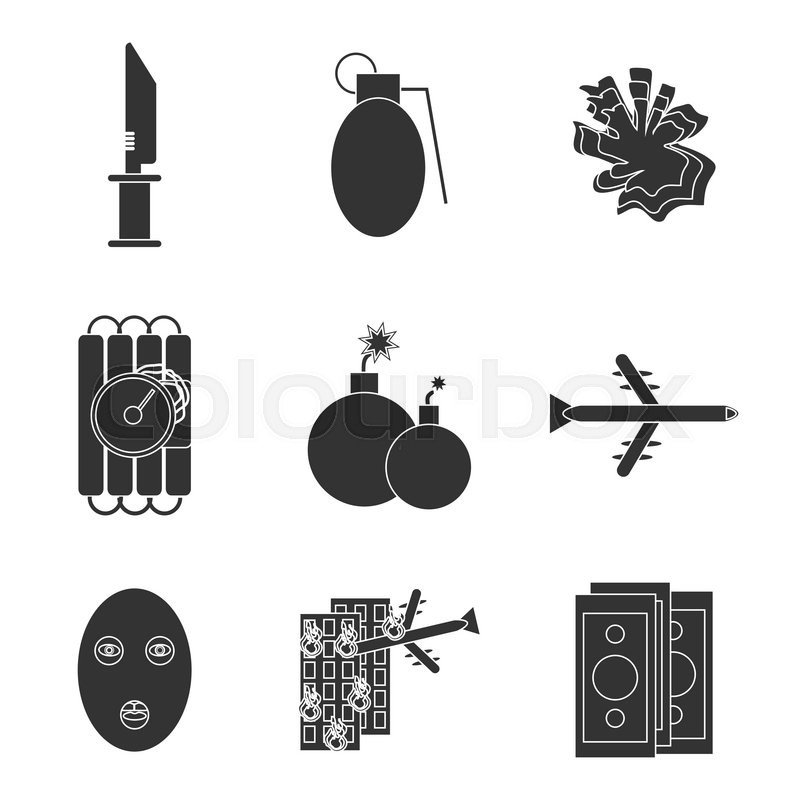 Terrorism icons set with different ... | Stock vector | Colourbox